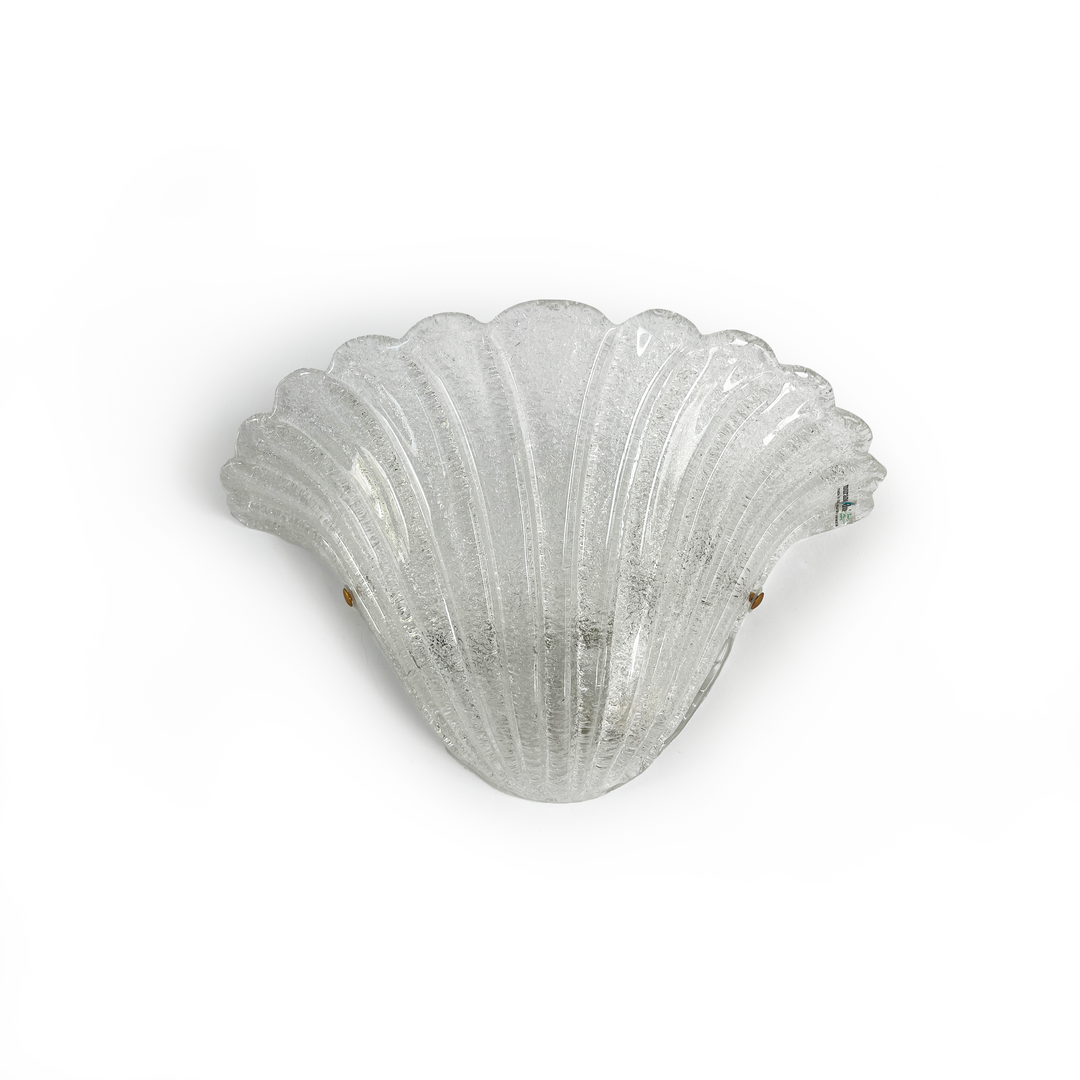 A Pair of Vintage Murano Crystal Dew Shell Shaped Sconces - 3 Pairs Av ...