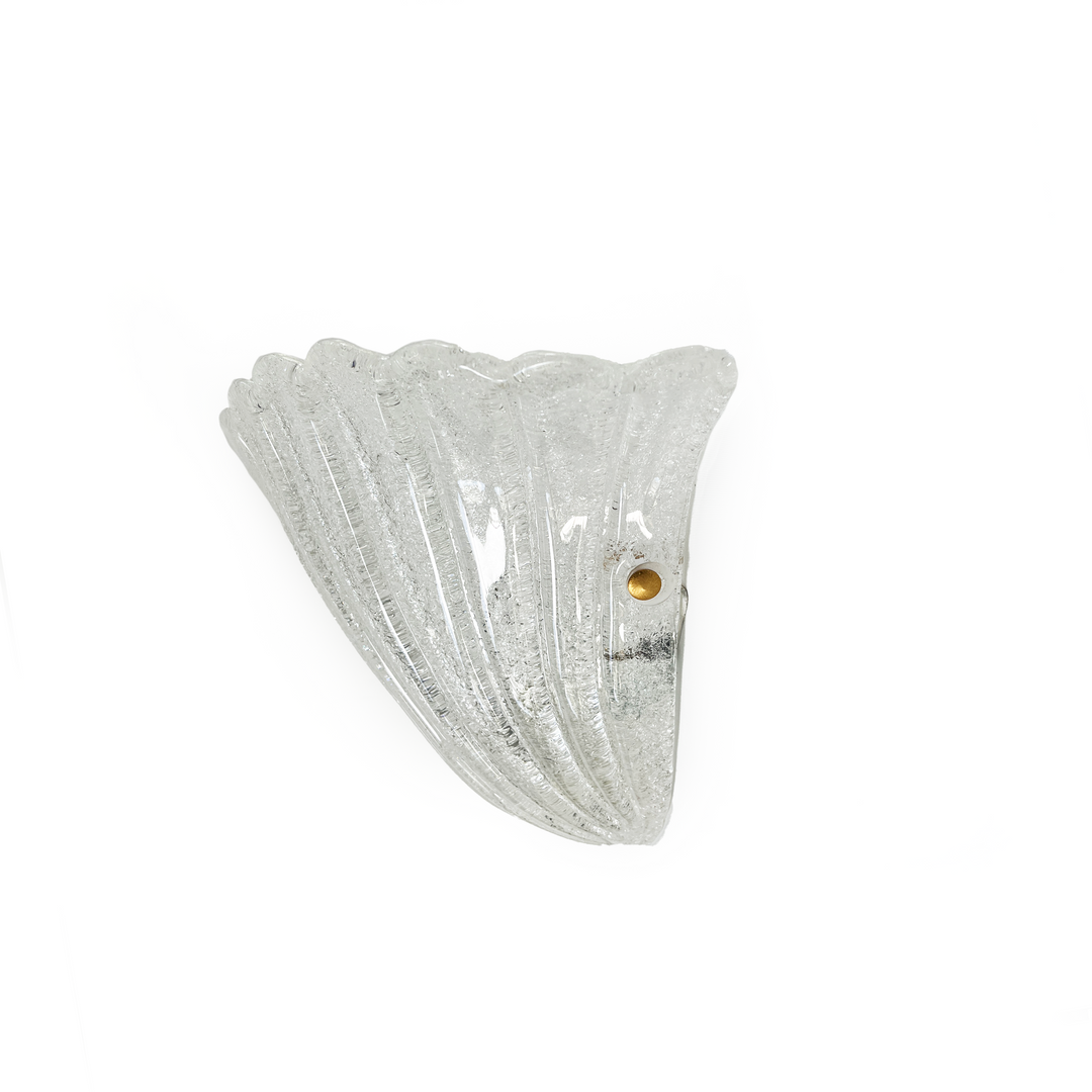 A Pair of Vintage Murano Crystal Dew Shell Shaped Sconces - 3 Pairs Av ...