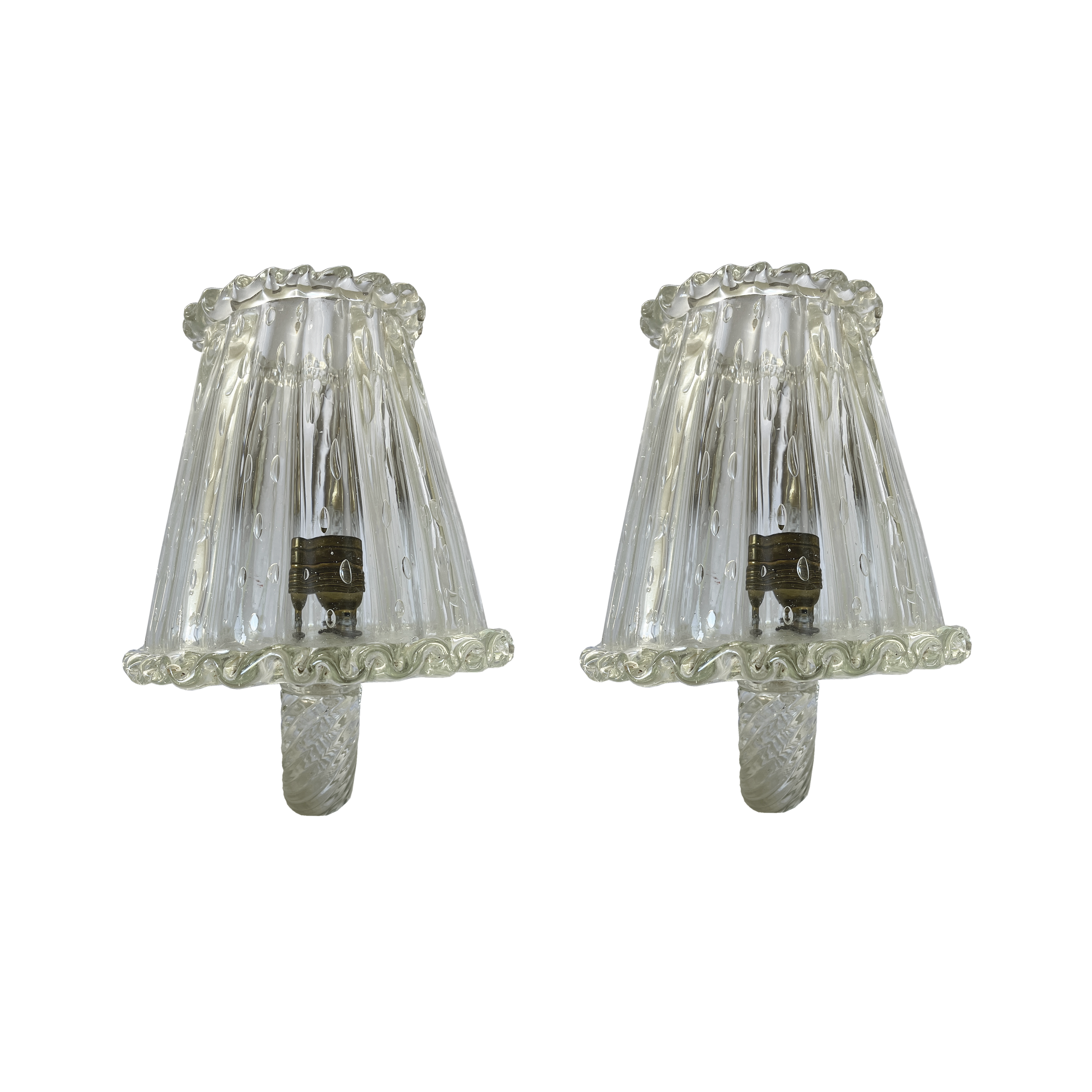 Pair of 1940's Bullicante Murano Glass Shade Scones by Barovier Toso ...