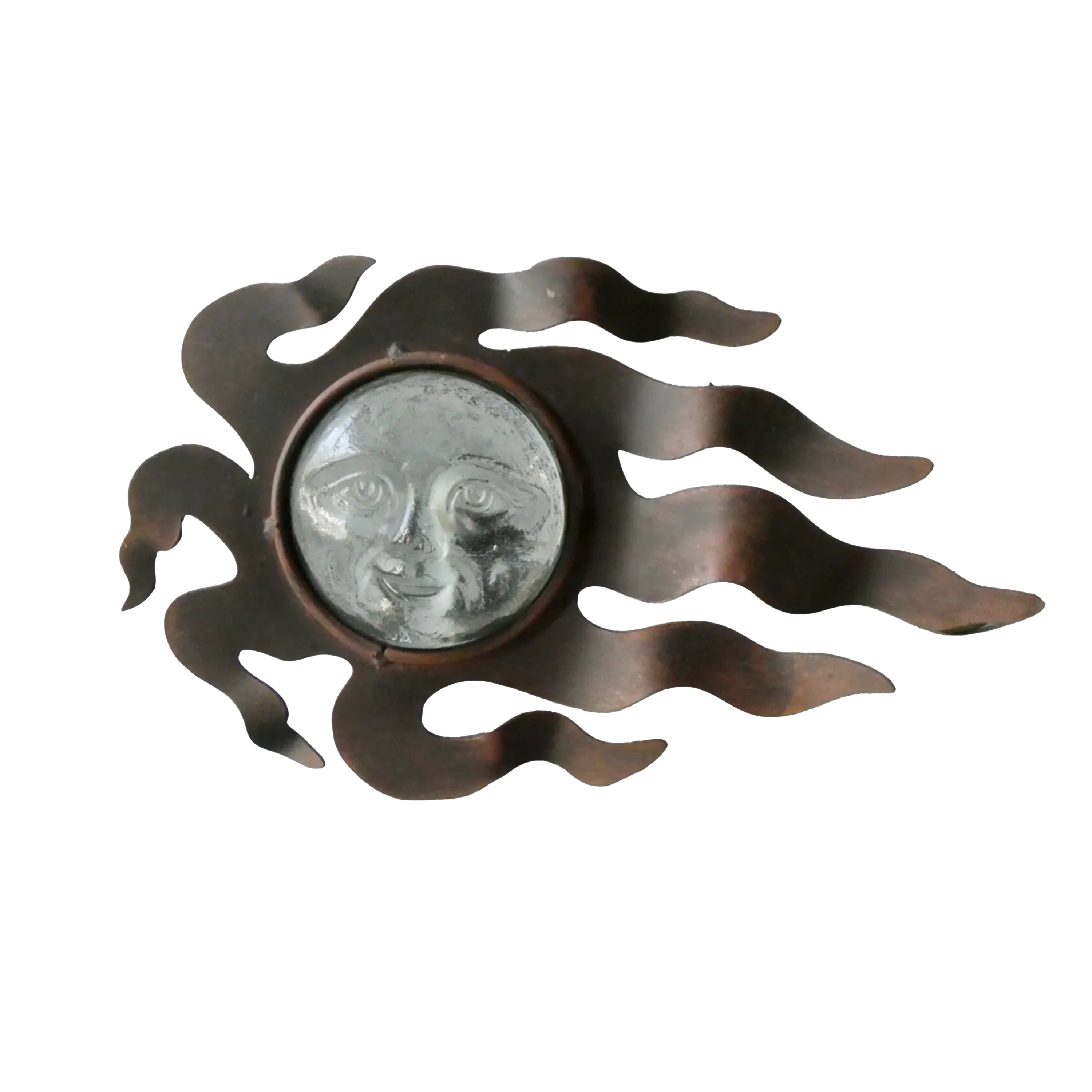 Vintage Sun Wall Light with Patinated Copper Rays – Found Gallery